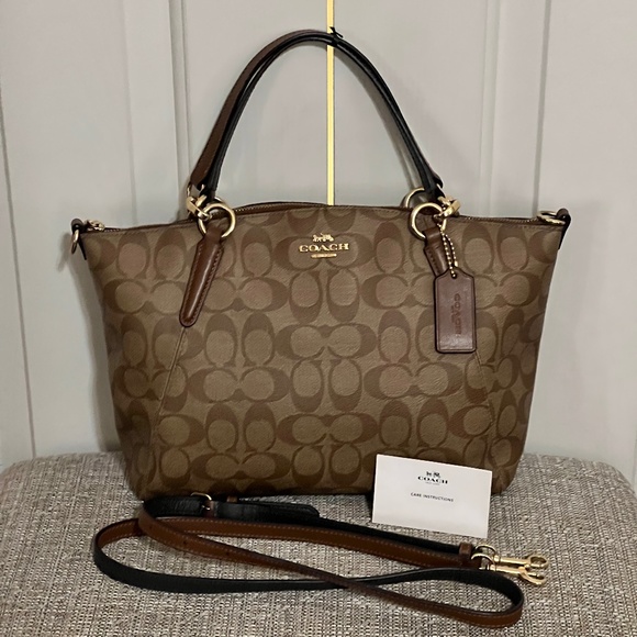 Coach | Bags | Coach Lightweight Signature Satchel Light Brown | Poshmark
